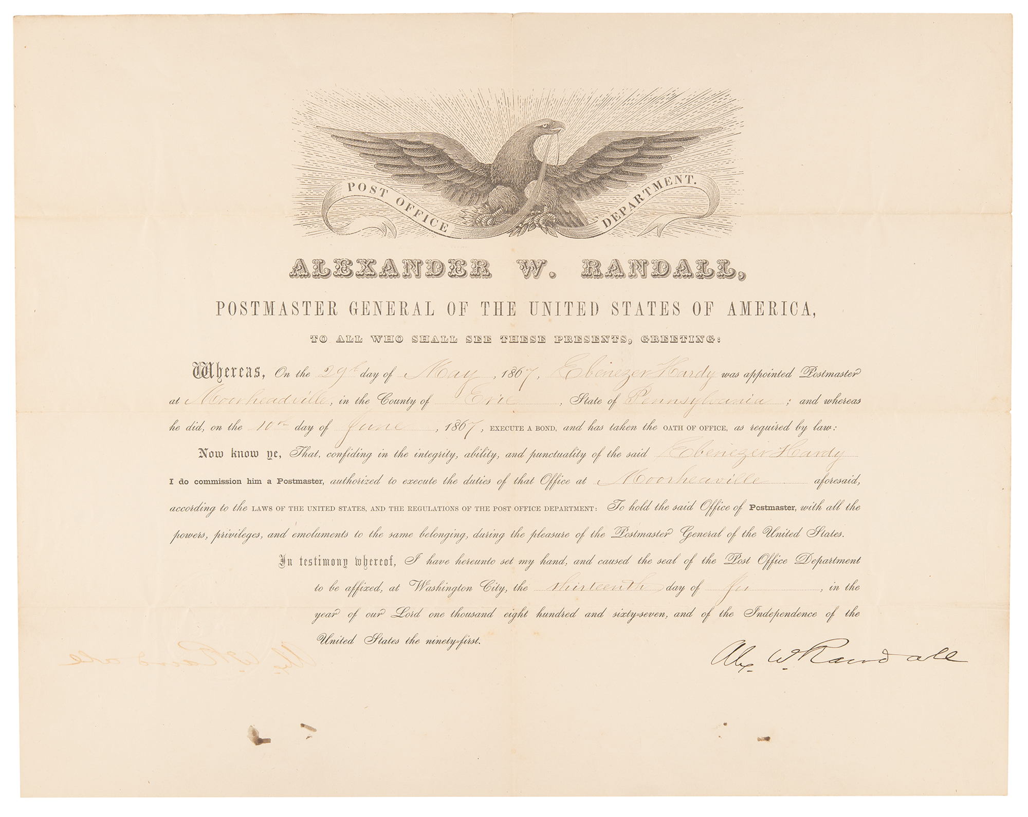 19th-Century Postmasters General (5) Document Signed | RR Auction