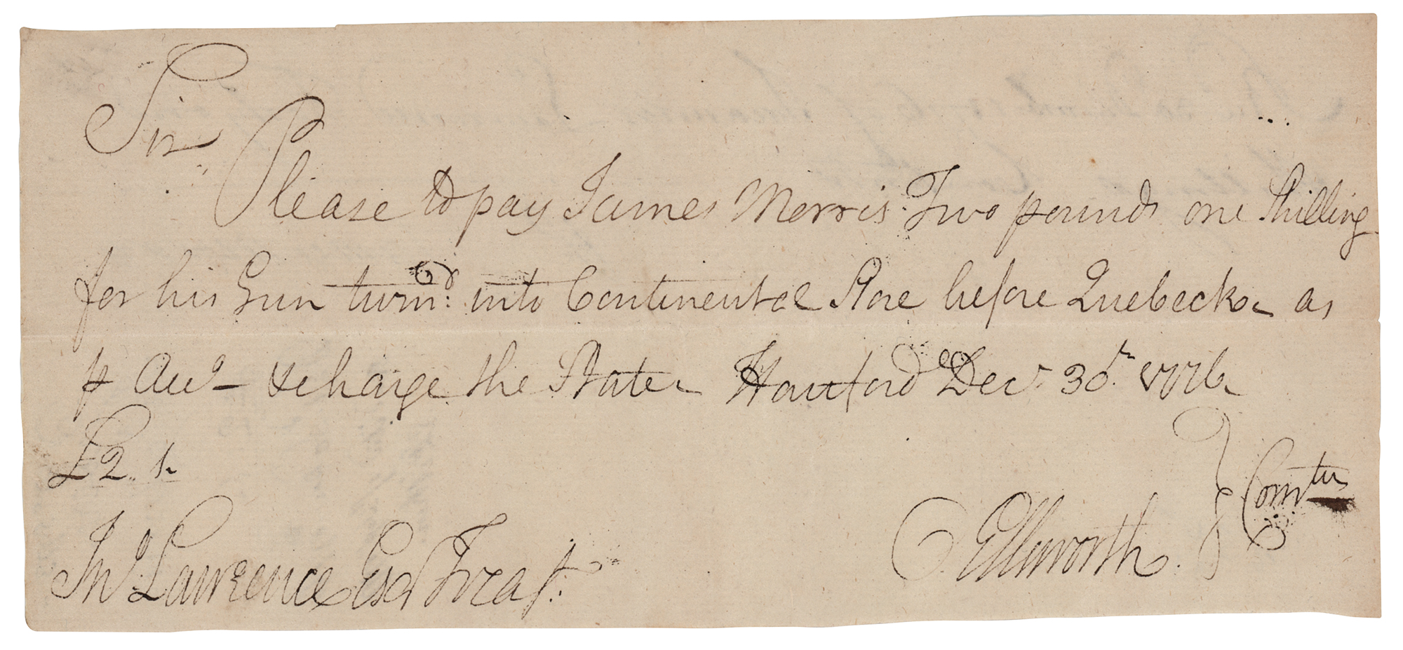 Oliver Ellsworth Revolutionary War-Dated Autograph Document Signed,