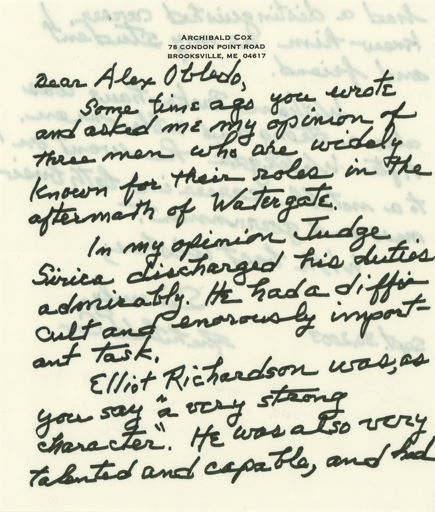 Archibald Cox Autograph Letter Signed on Watergate | RR Auction