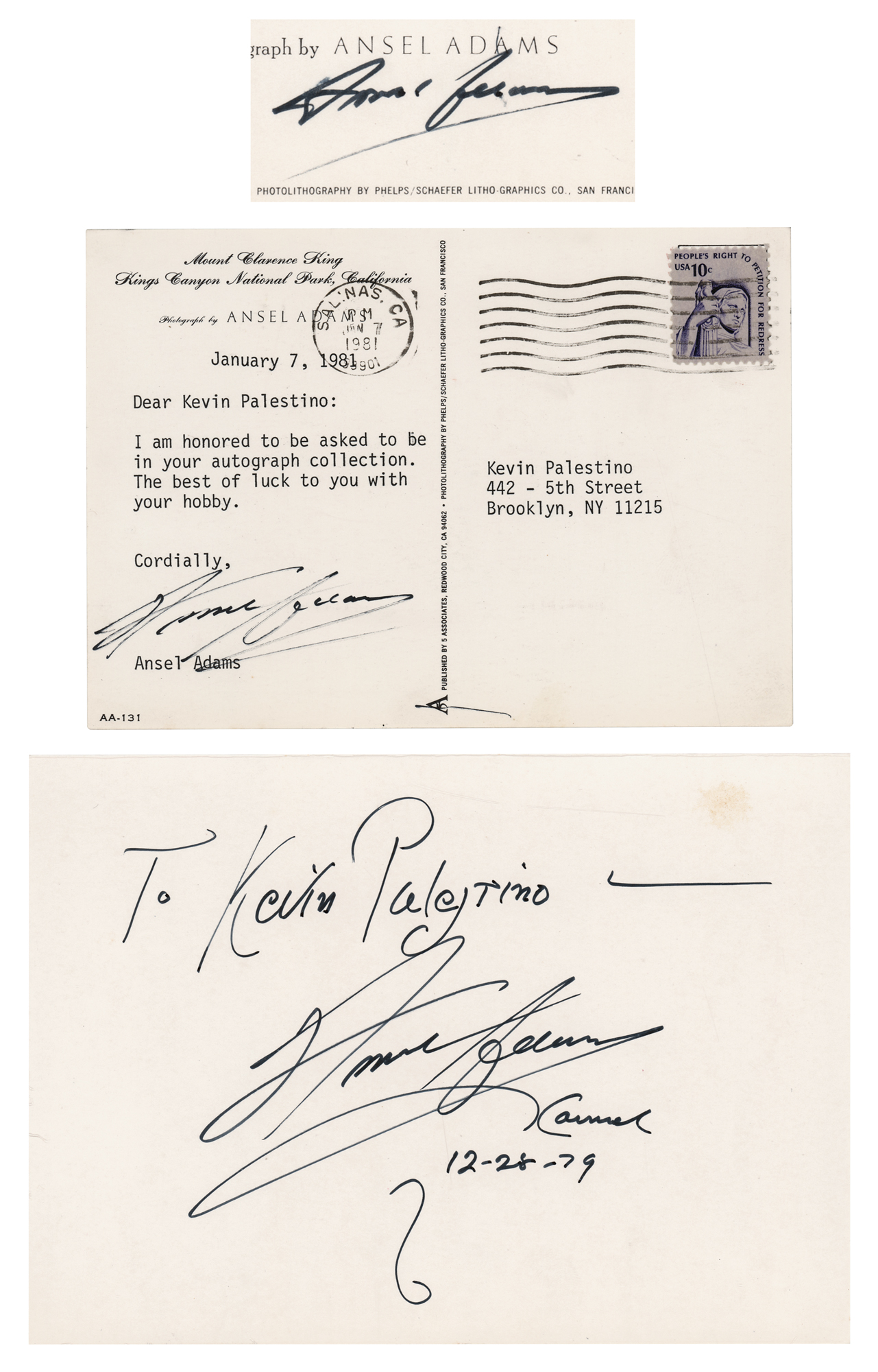 Ansel Adams (2) Signed Cards | RR Auction