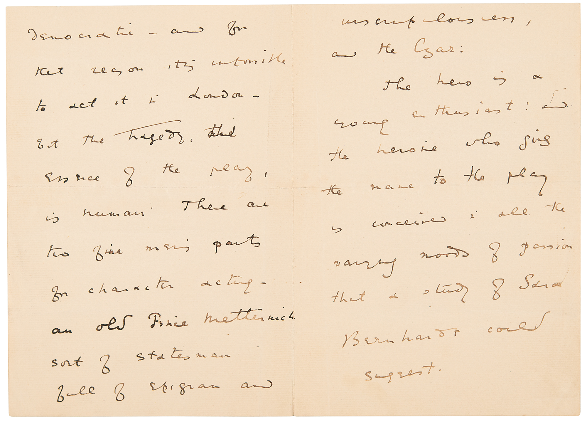 Oscar Wilde Autograph Letter Signed on 'Vera; or, The Nihilists':