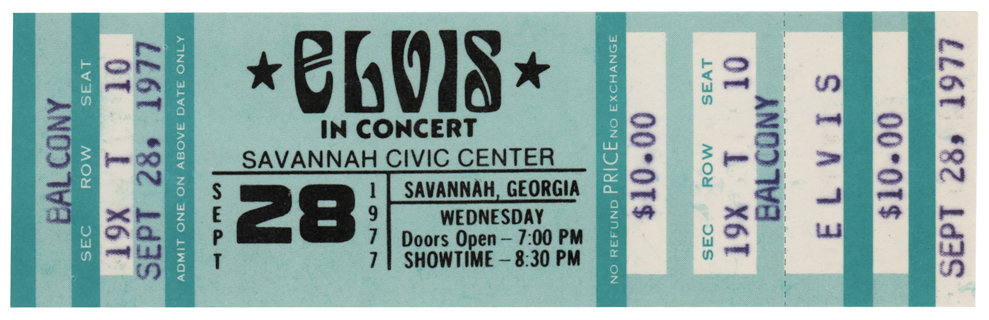 Elvis Presley 1977 Post-Mortem Concert Ticket | RR Auction