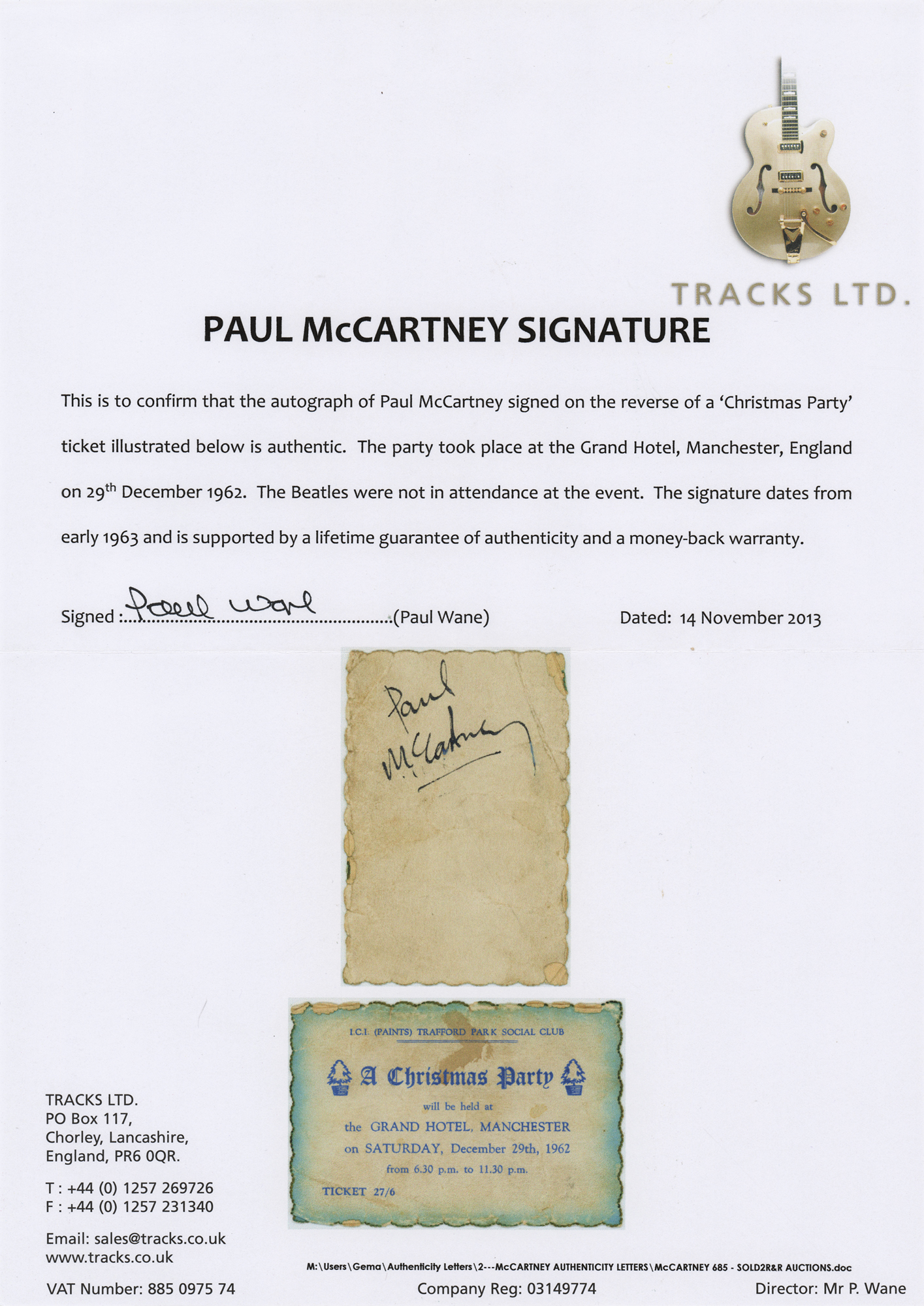 Paul McCartney Signature | RR Auction