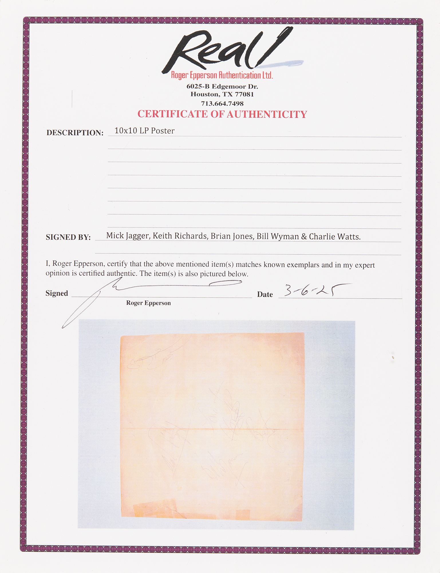 Rolling Stones Signed Debut Album Insert Poster | RR Auction