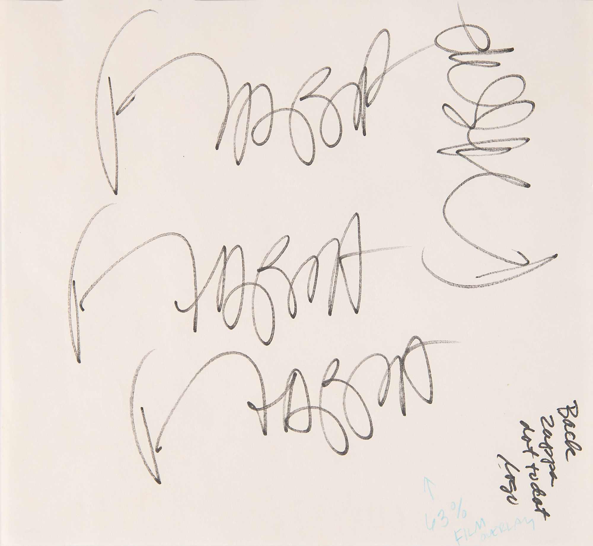 Frank Zappa (4) Signatures - Multi-Signed Sheet Used for a 1984 Tour