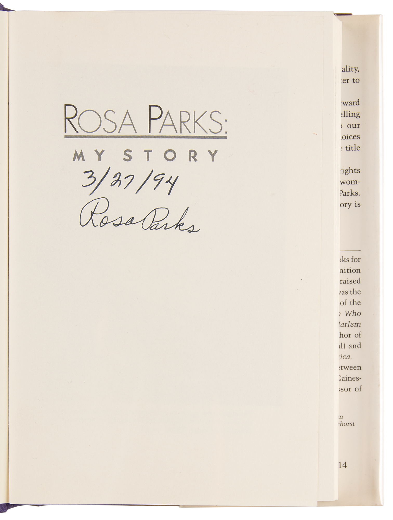 Rosa Parks Signed Book - My Story | RR Auction