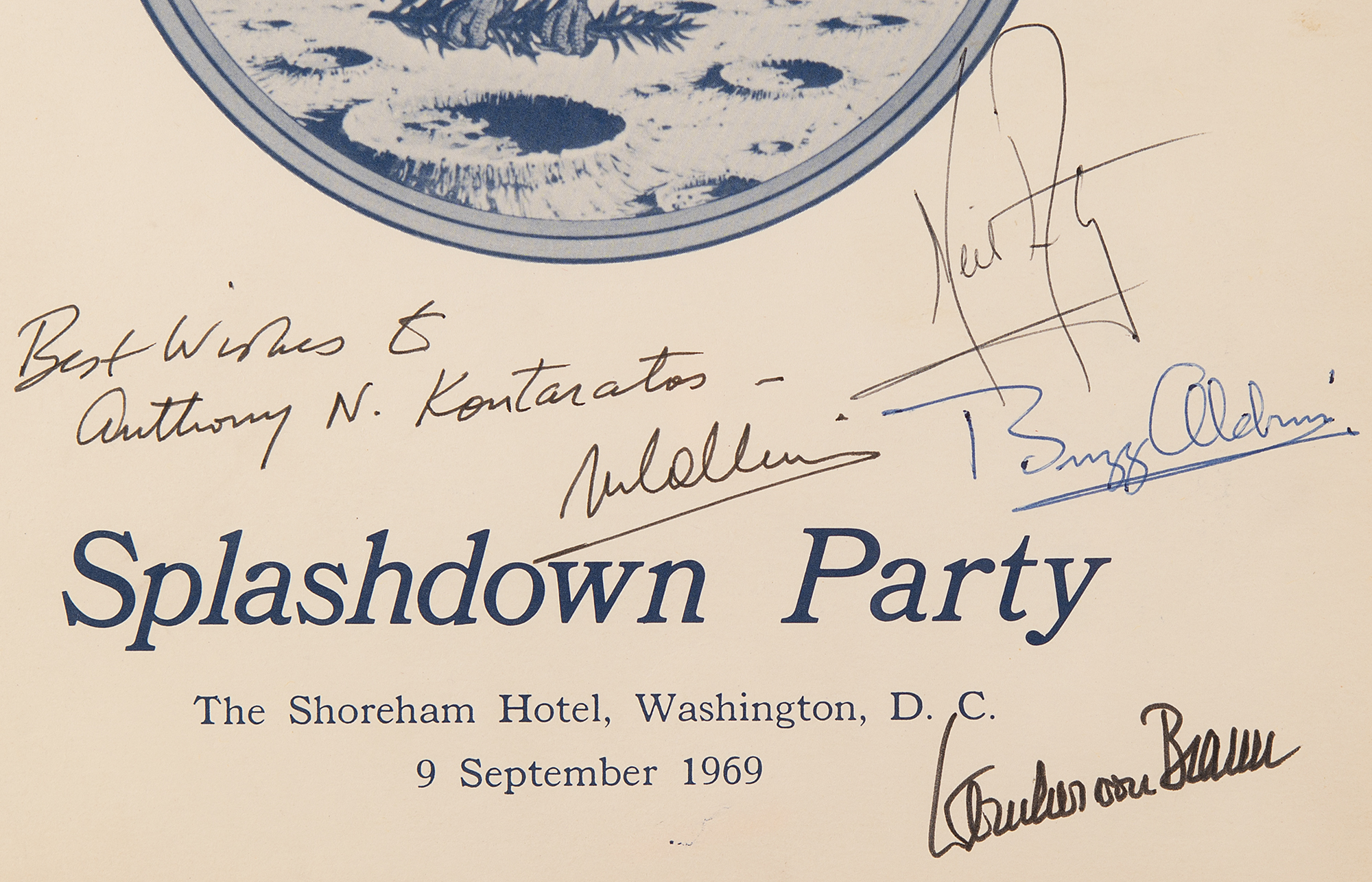 Apollo 11 and Wernher von Braun Signed ‘Splashdown Party’