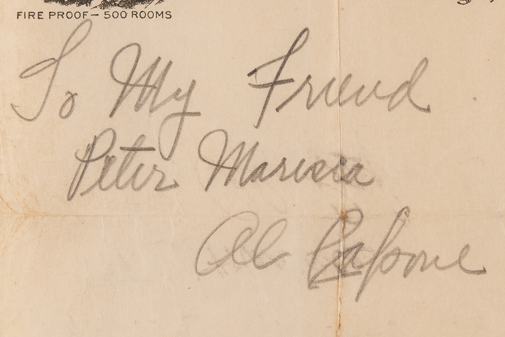 Al Capone Signature - Obtained at the Lexington Hotel in Chicago