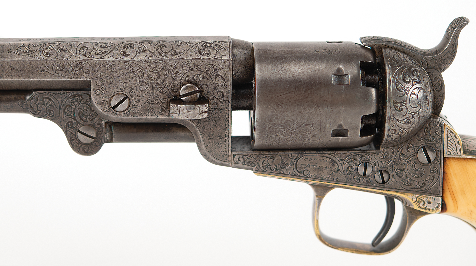 Factory-Engraved Presentation Colt 1851 Navy Revolver Given by Samuel
