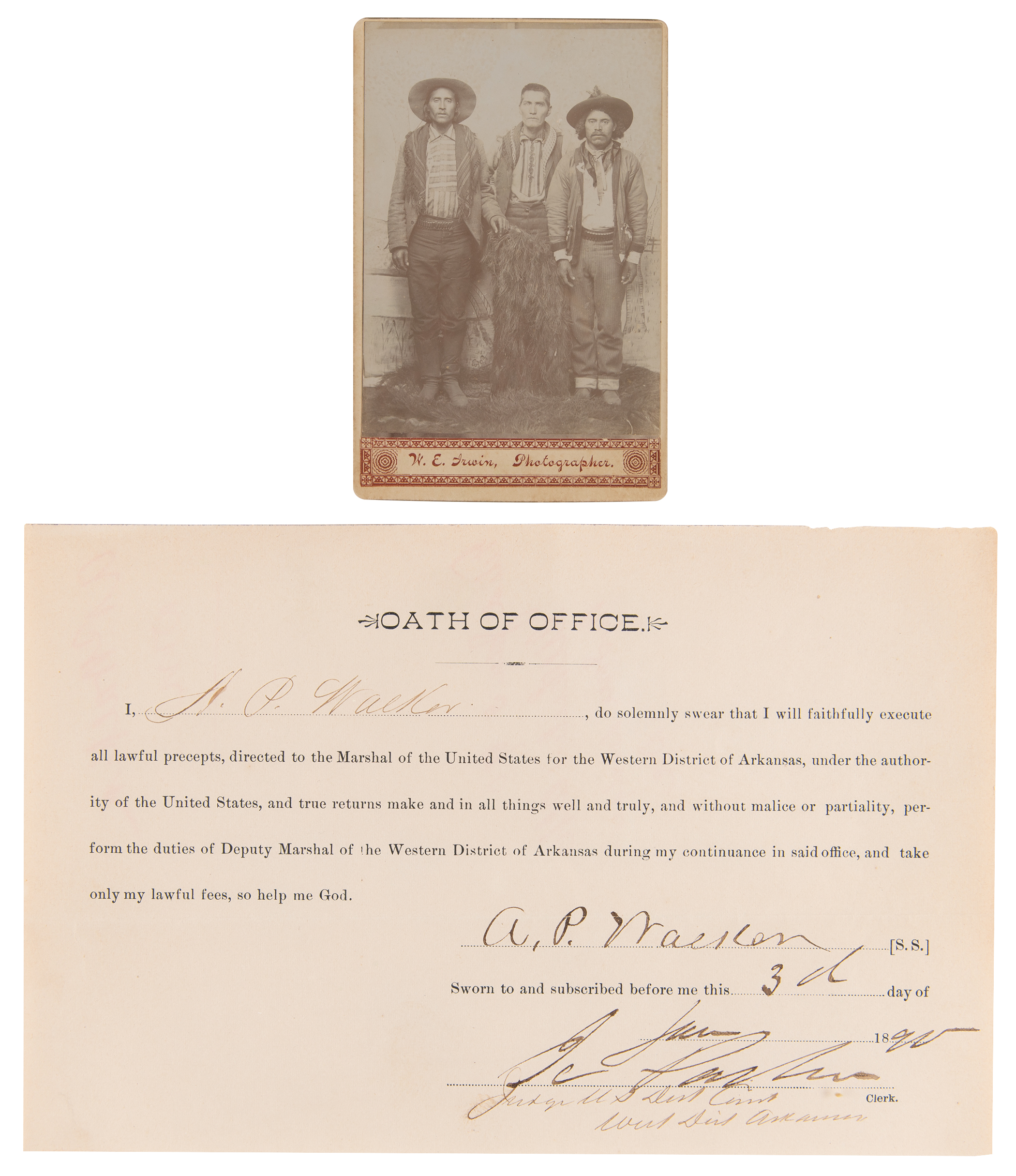 Isaac C. Parker Document Signed - Oath of Office Approved by 'The ...