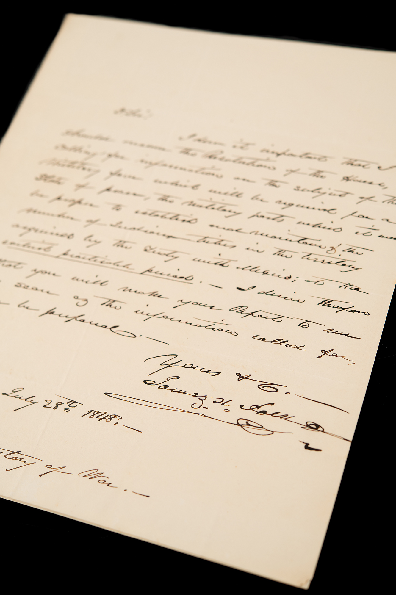 James K. Polk Autograph Letter Signed as President to the Secretary of