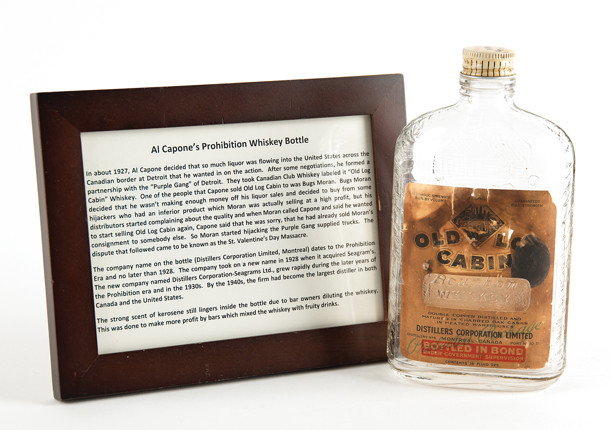 [Al Capone] Prohibition Ephemera with an Old Log Cabin Whiskey Bottle,