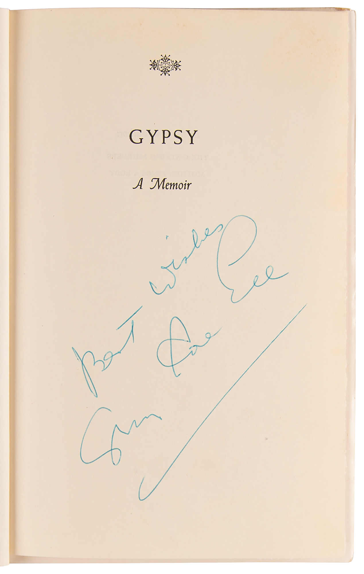Gypsy Rose Lee Signed Book - Gypsy: A Memoir | RR Auction