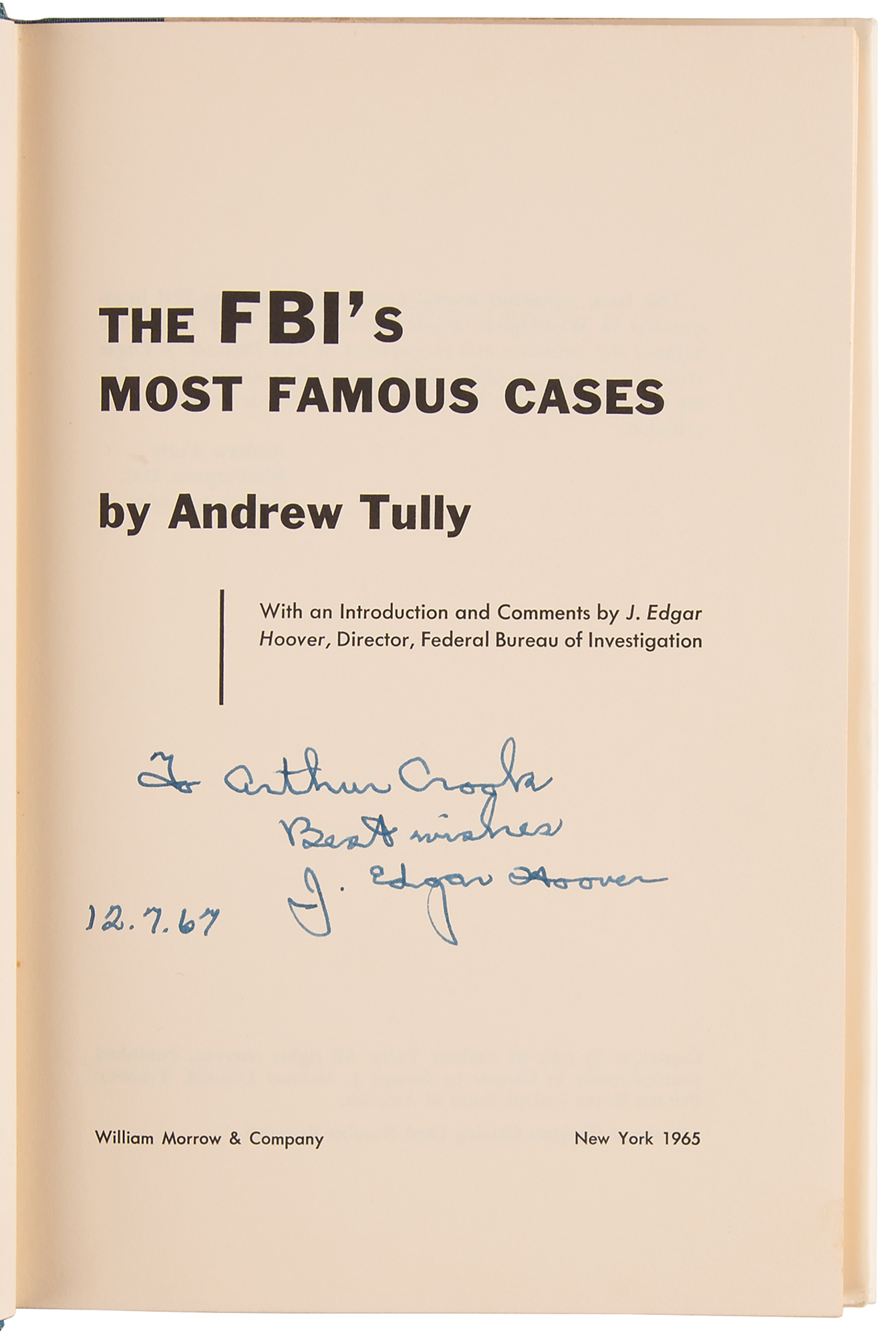 J. Edgar Hoover Signed Book - The FBI's Most Famous Cases | RR Auction