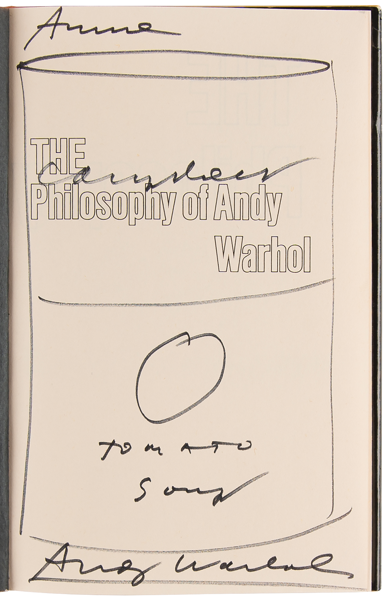 Andy Warhol Signed Book with Soup Can Sketch - The Philosophy of Andy