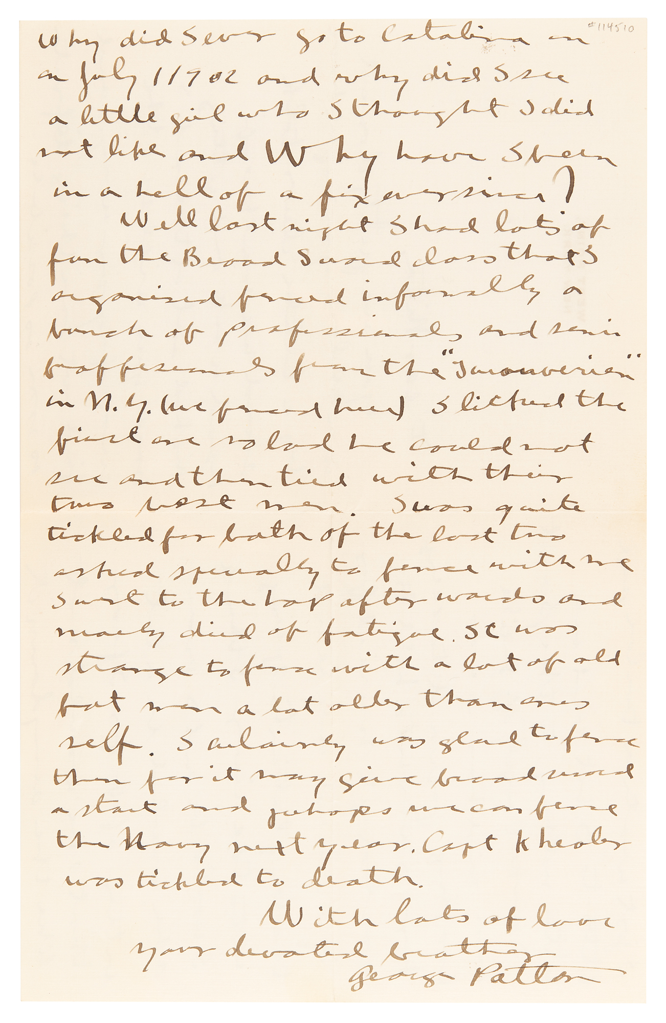 George S. Patton Autograph Letter Signed from West Point on His Future