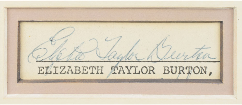 Elizabeth Taylor, Richard Burton, and Noel Coward Signature Display