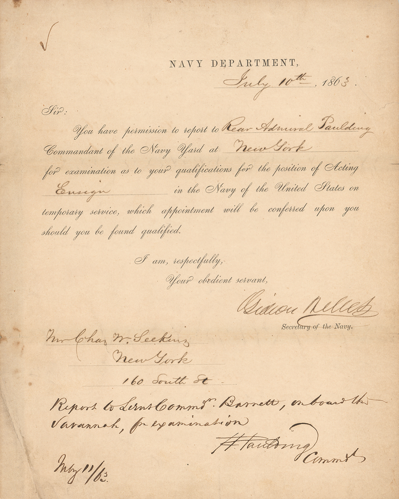 #350 - Gideon Welles Document Signed | Barnebys