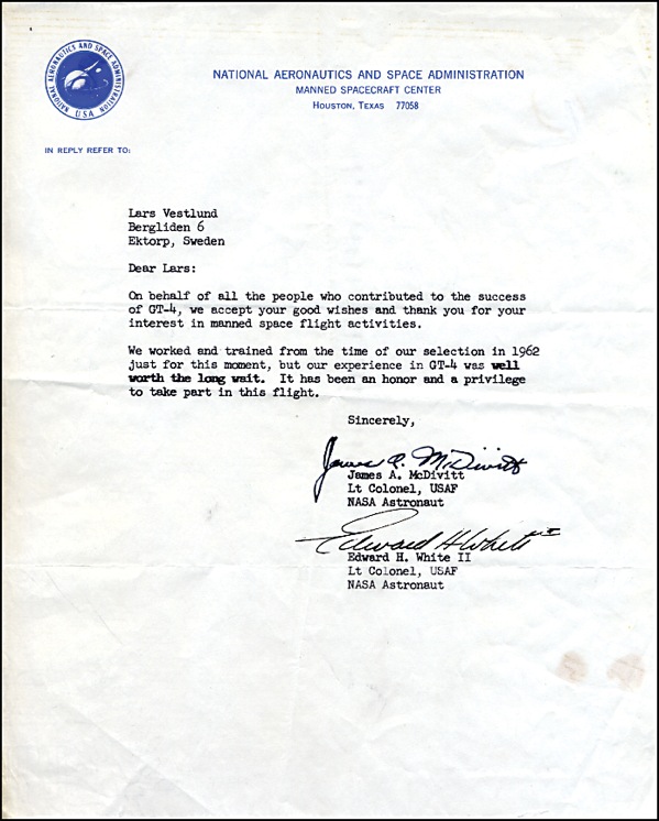 Nasa Letter Of Acceptance